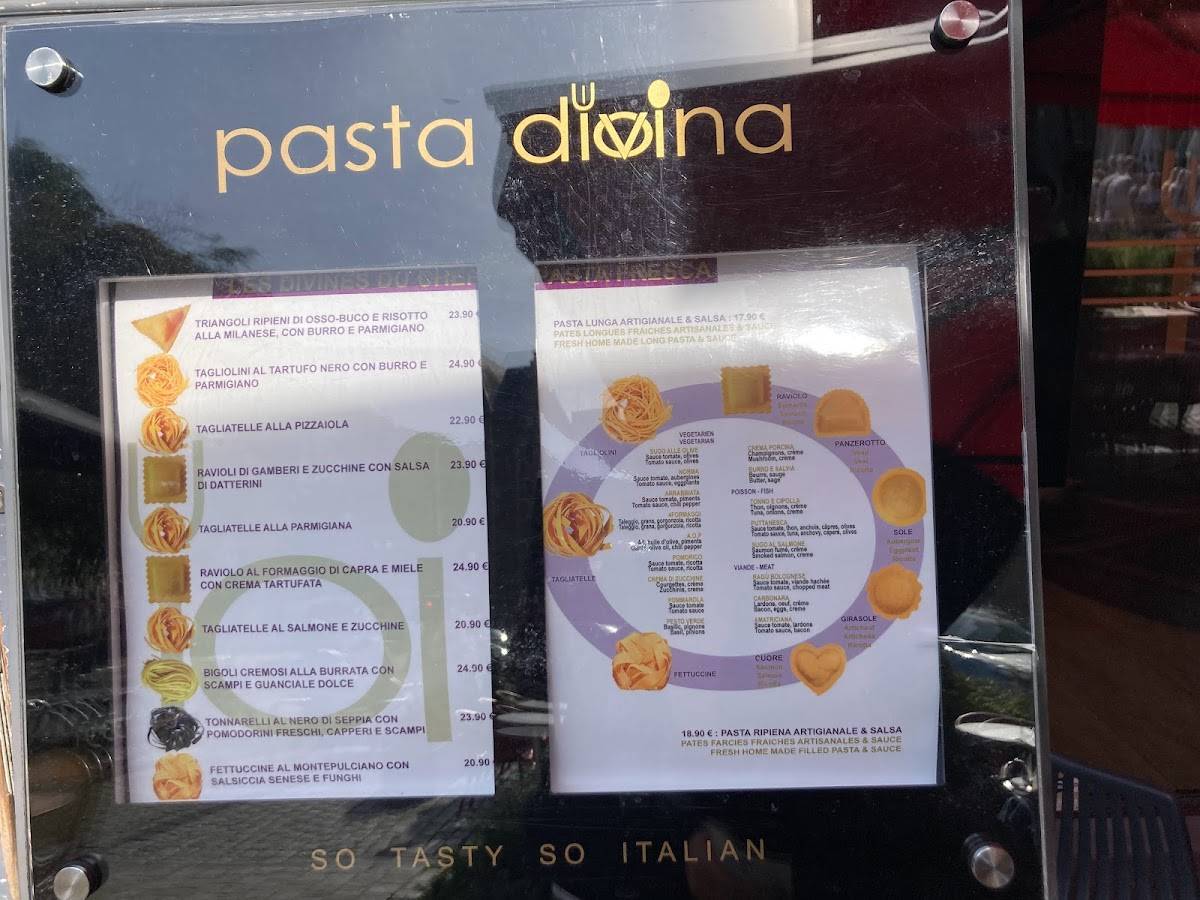 Menu au Pasta Divina, Bruxelles