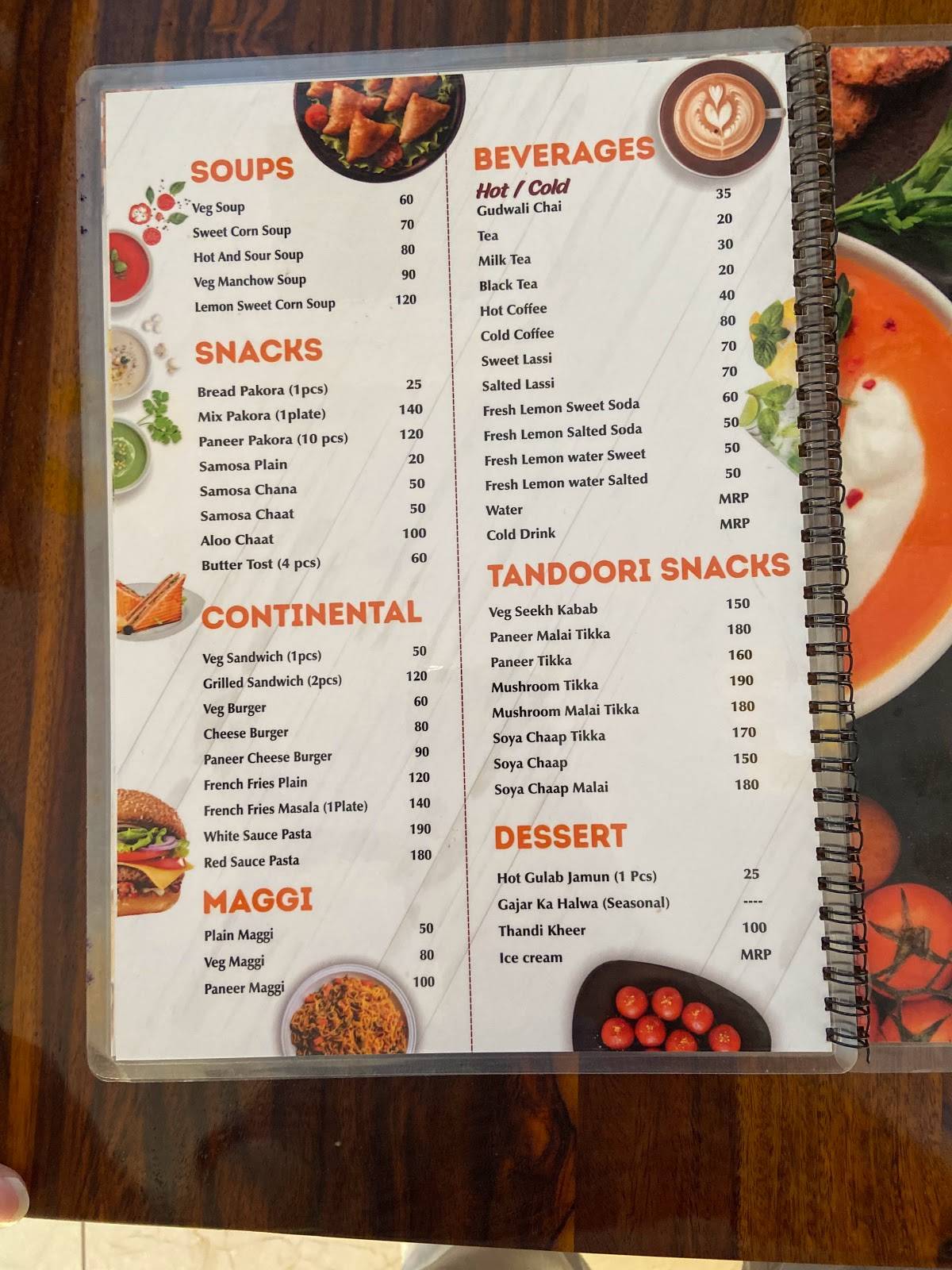 Menu at Shri Ganga Nagar Vaishno Dhaba, Banur