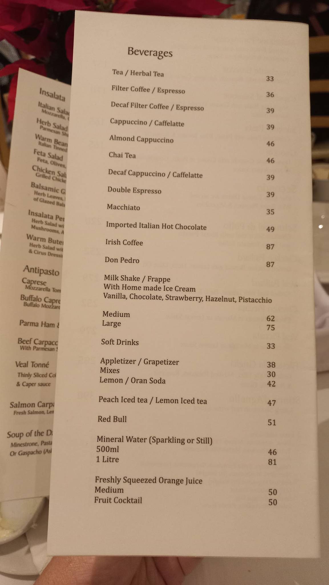 Menu at Tortellino d'Oro restaurant, Johannesburg, Oaklands Shopping Centre