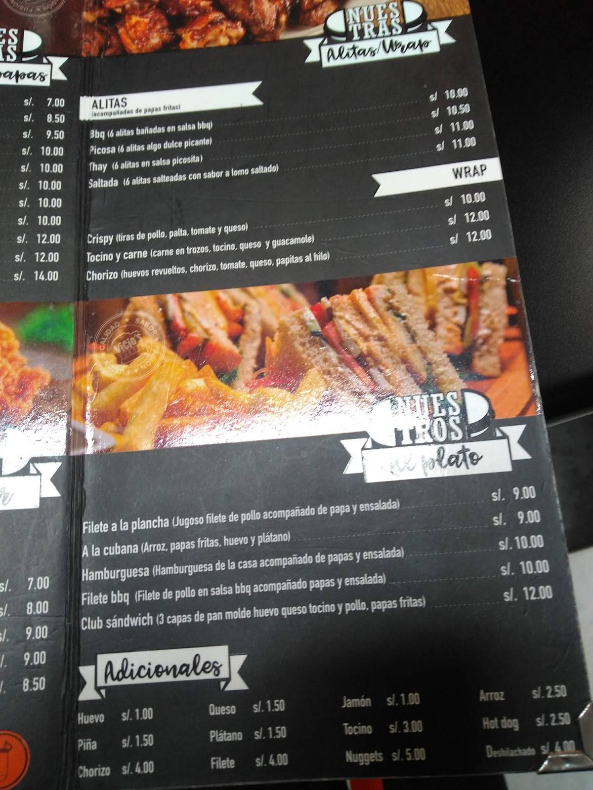 Carta del restaurante Vicio's Burger, Santiago del Surco, Av. Jorge ...