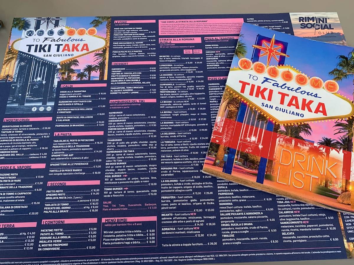 Menu da Tiki Taka pub & bar, Rimini, Viale Ortigara