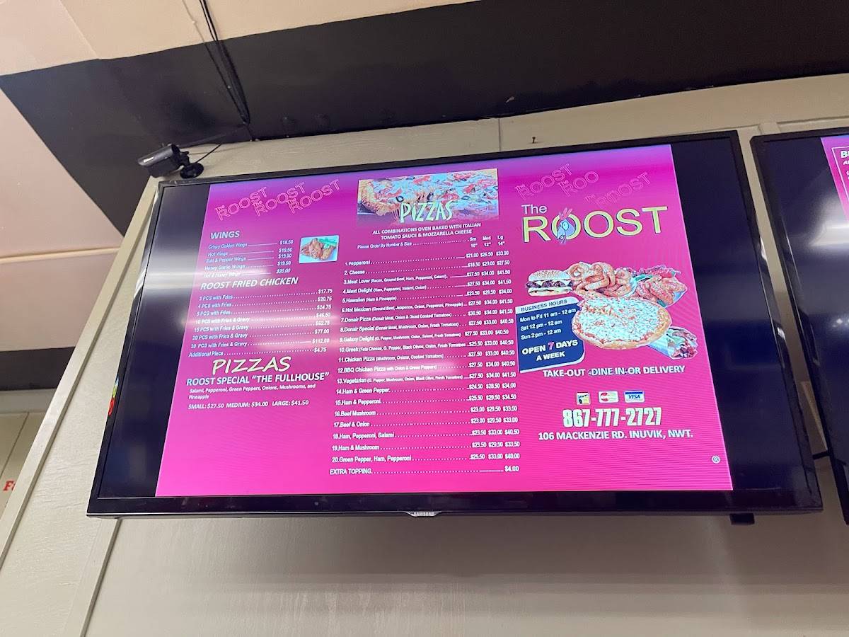 Menu at The Roost Restaurant, Inuvik