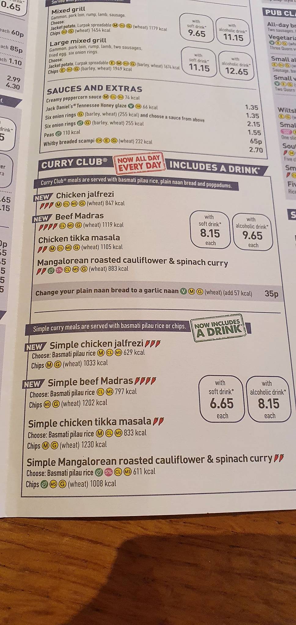 Menu at The Velvet Coaster - JD Wetherspoon pub & bar, Blackpool