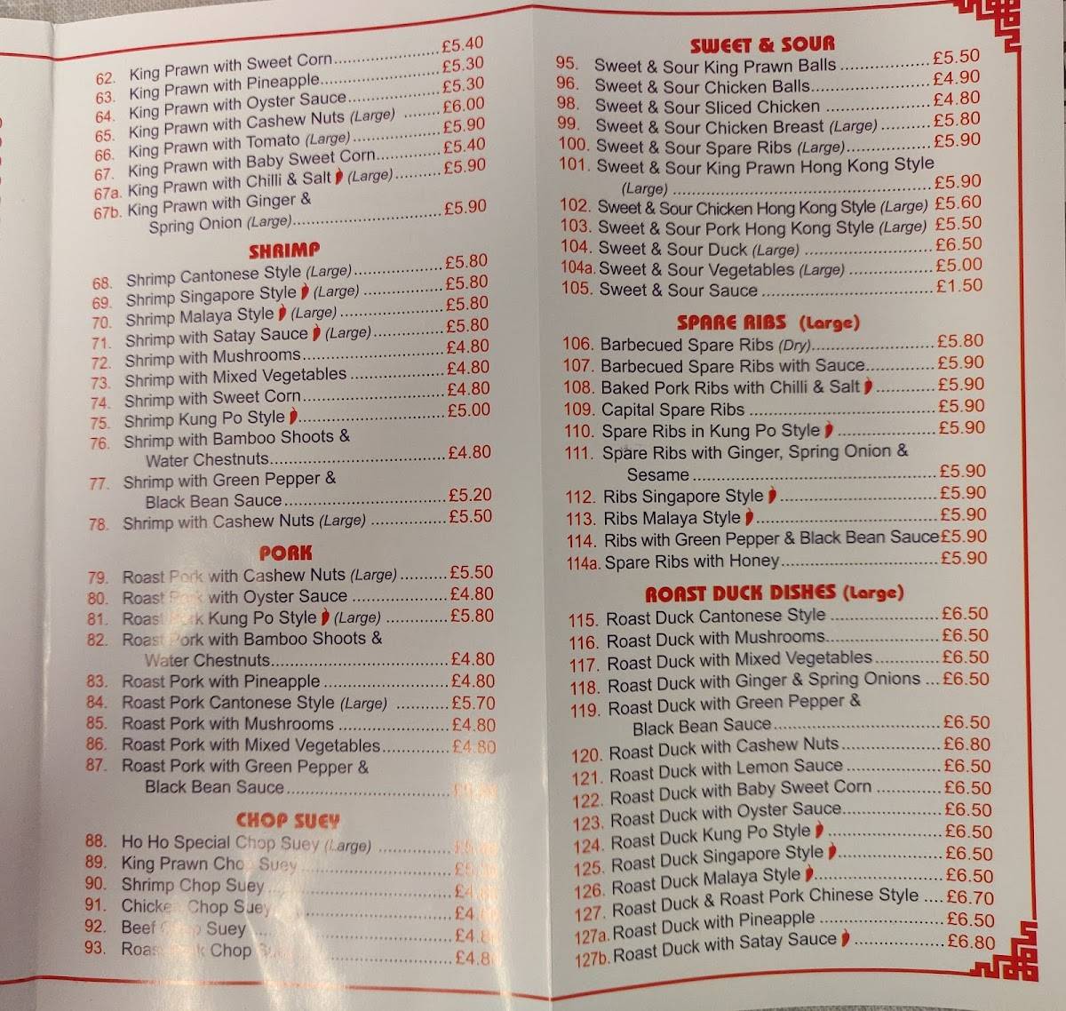 Menu at Ho Ho House fast food, Wells