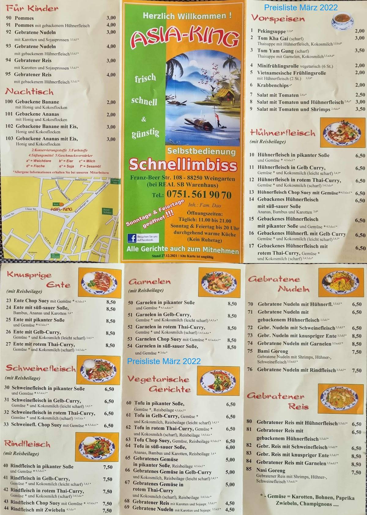 Speisekarte von Asia-King restaurant, Weingarten