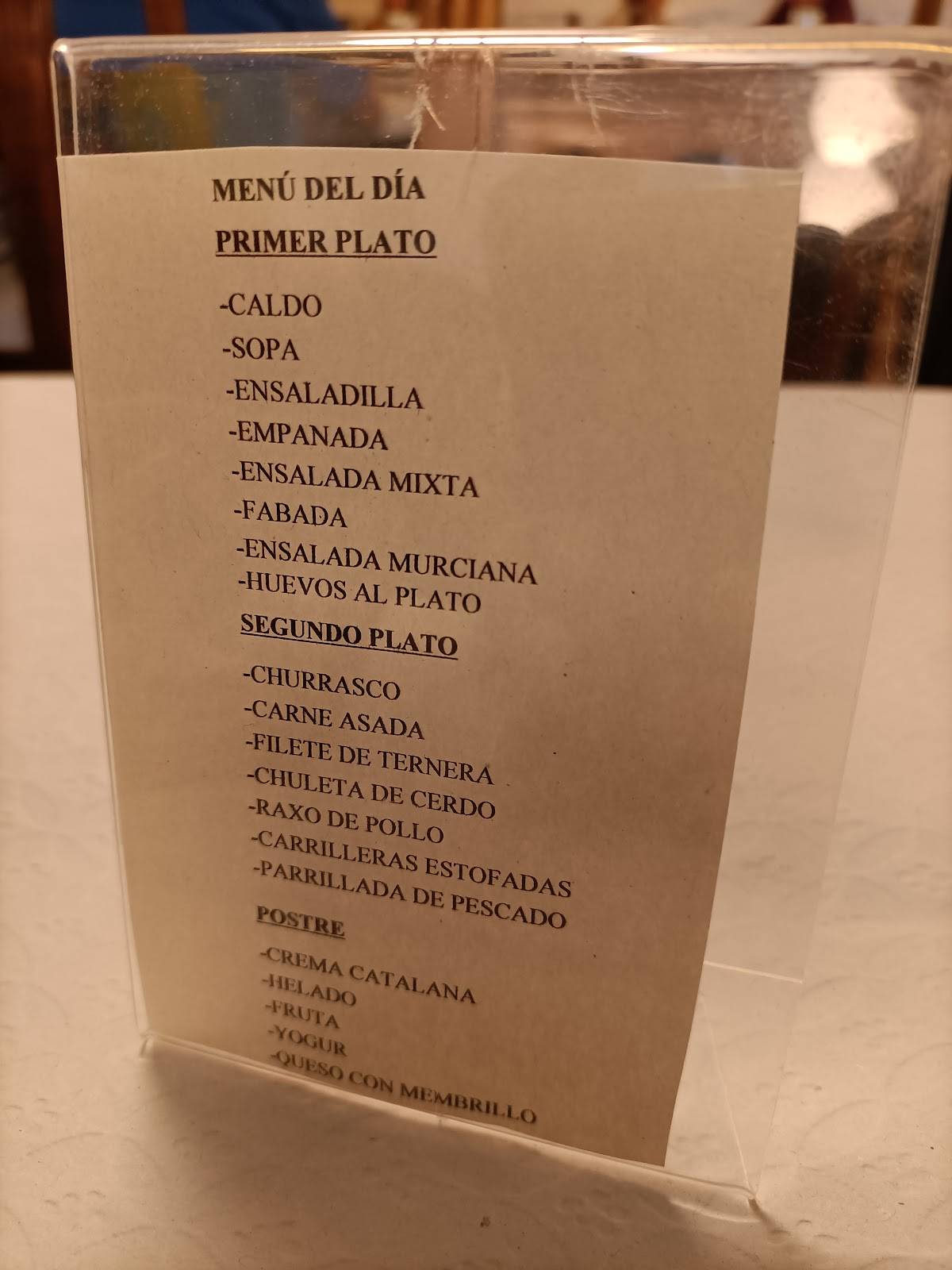 Carta del restaurante Casa Celia, Cambre