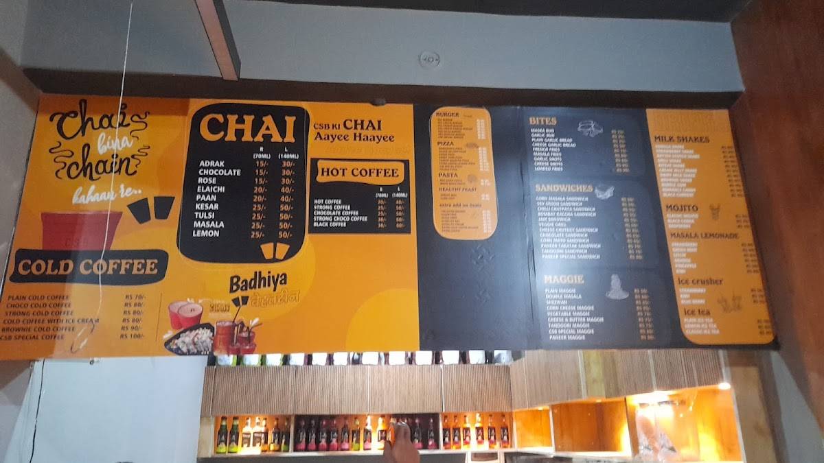 Menu at Chai sutta bar chomu, Chomu