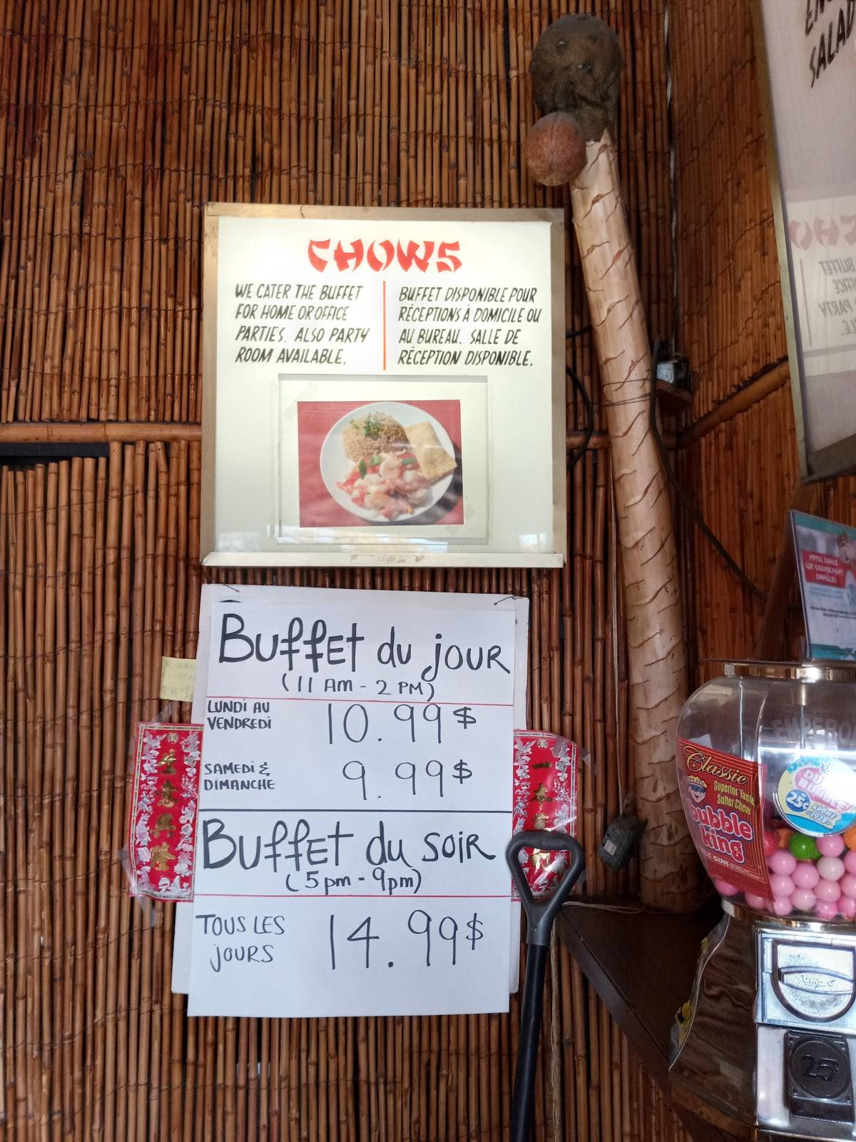 Menu at Chow's Restaurant, Dorval