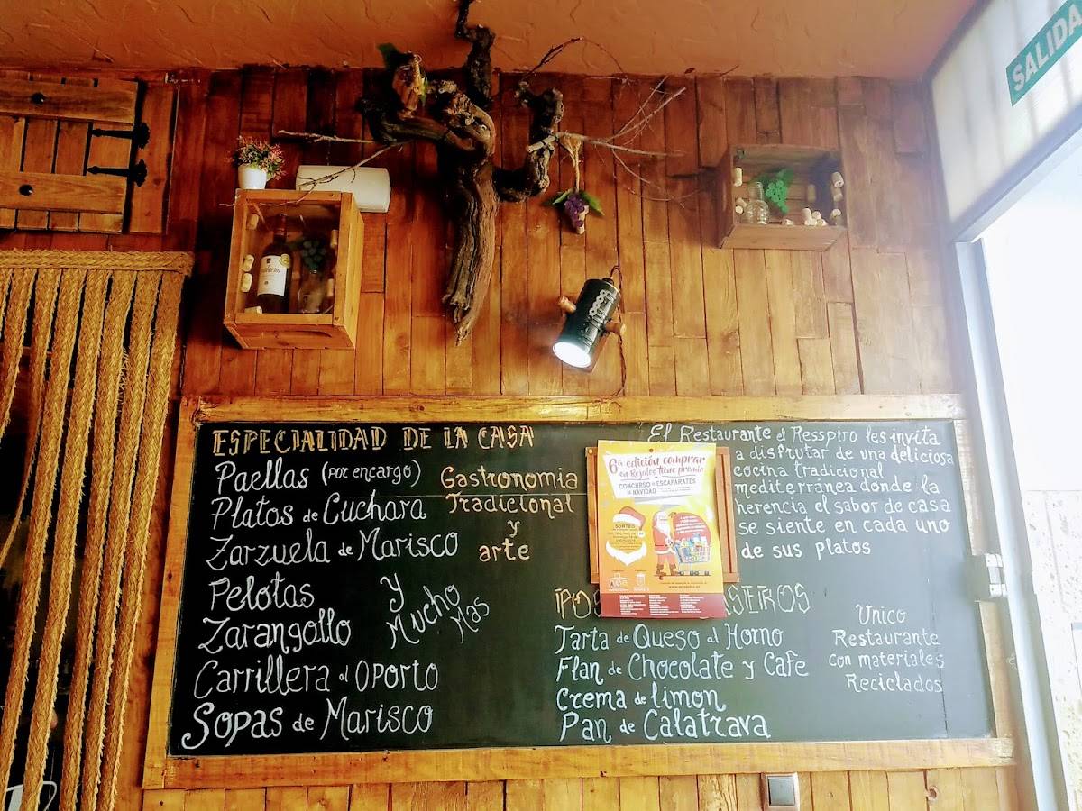 Carta de Bar El Resspiro, Rojales