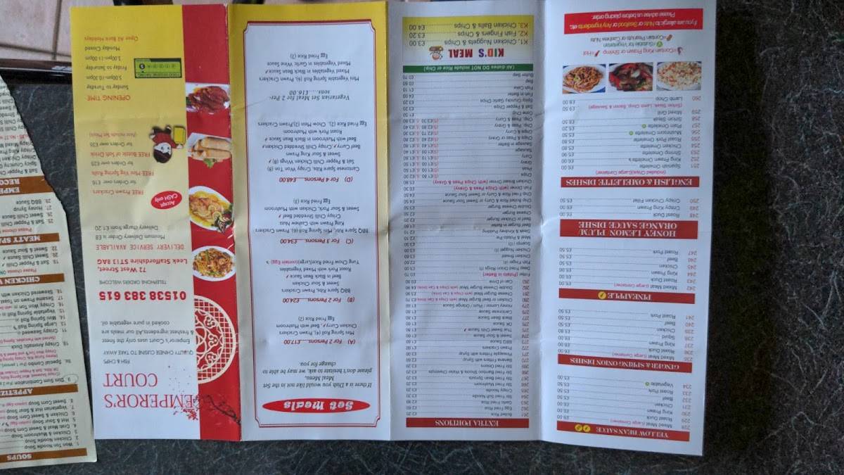 Menu at Emperors's Court fast food, Leek