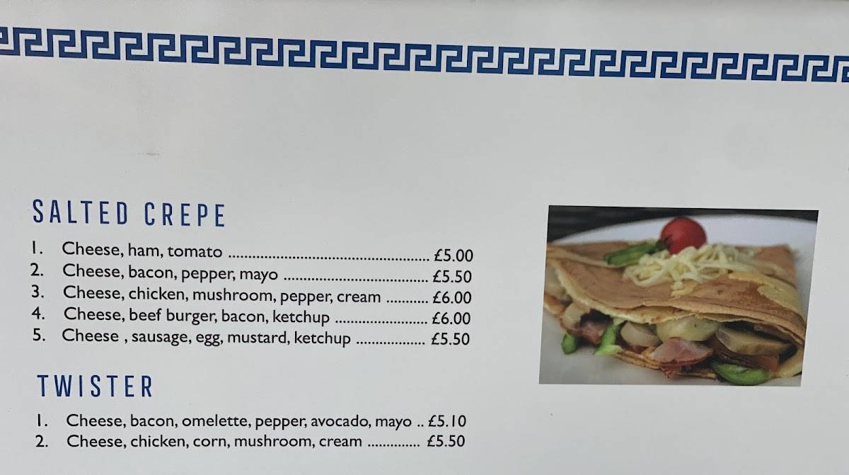 Menu at Greek Corner restaurant, Wisbech