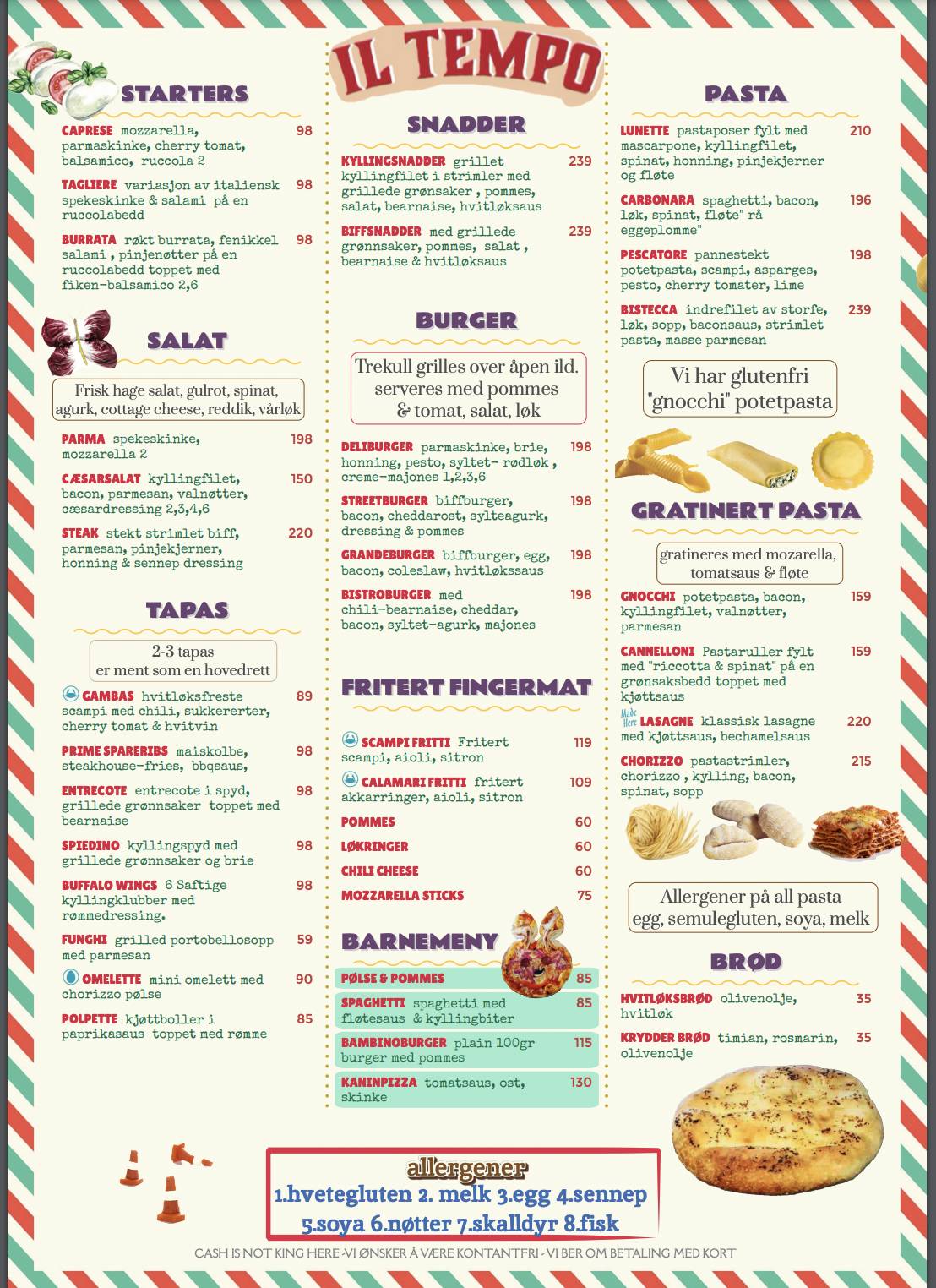 Menu at IL Tempo Grande restaurant, Bryne