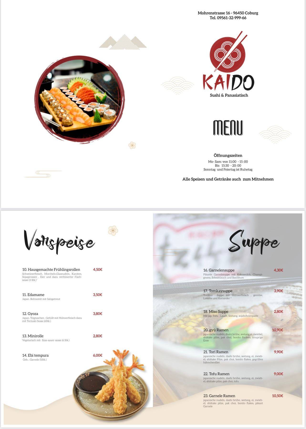 Speisekarte von Kaido restaurant, Coburg