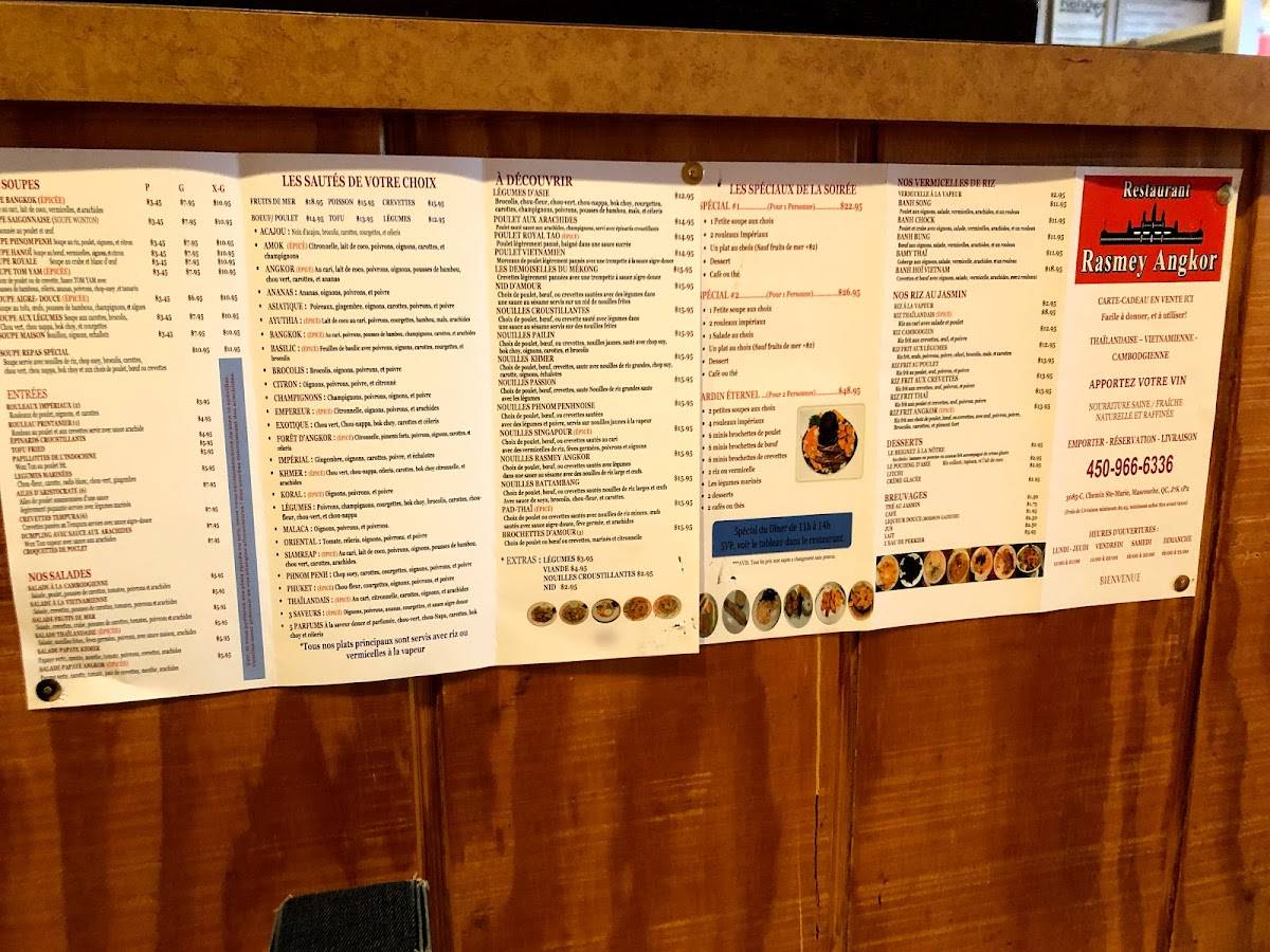 Menu au Rasmey Angkor Restaurant, Mascouche