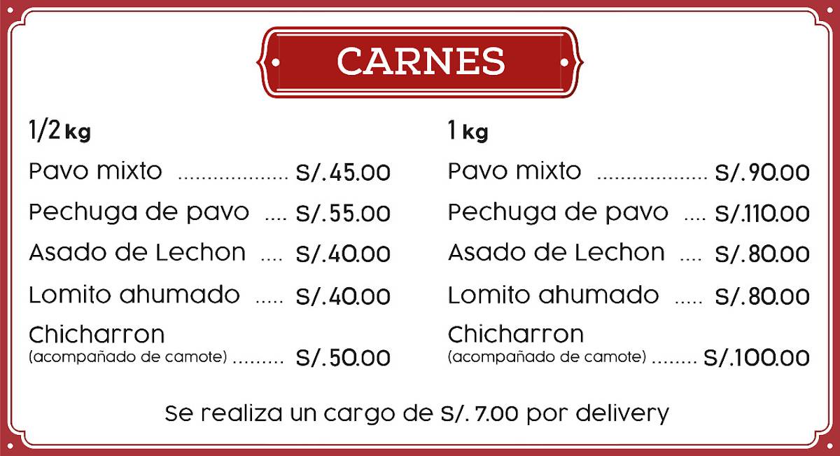 Carta del restaurante Sanguchería El Peruanito, Miraflores