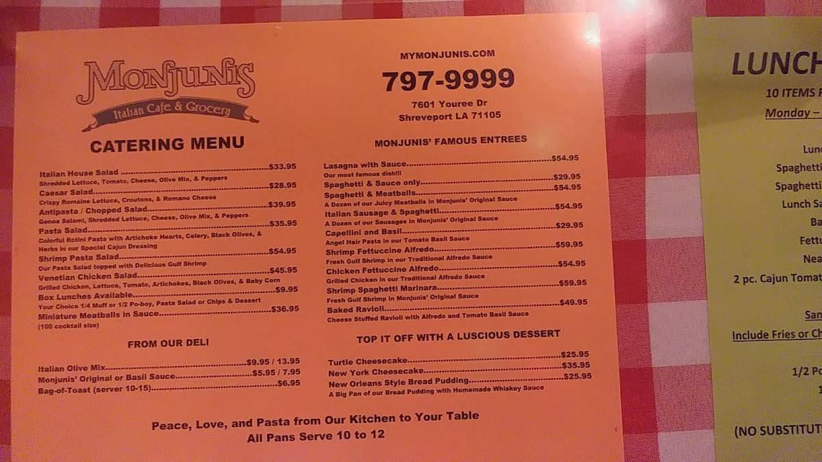 Menu at Monjunis Cafe - Youree Dr, Shreveport, Youree Dr