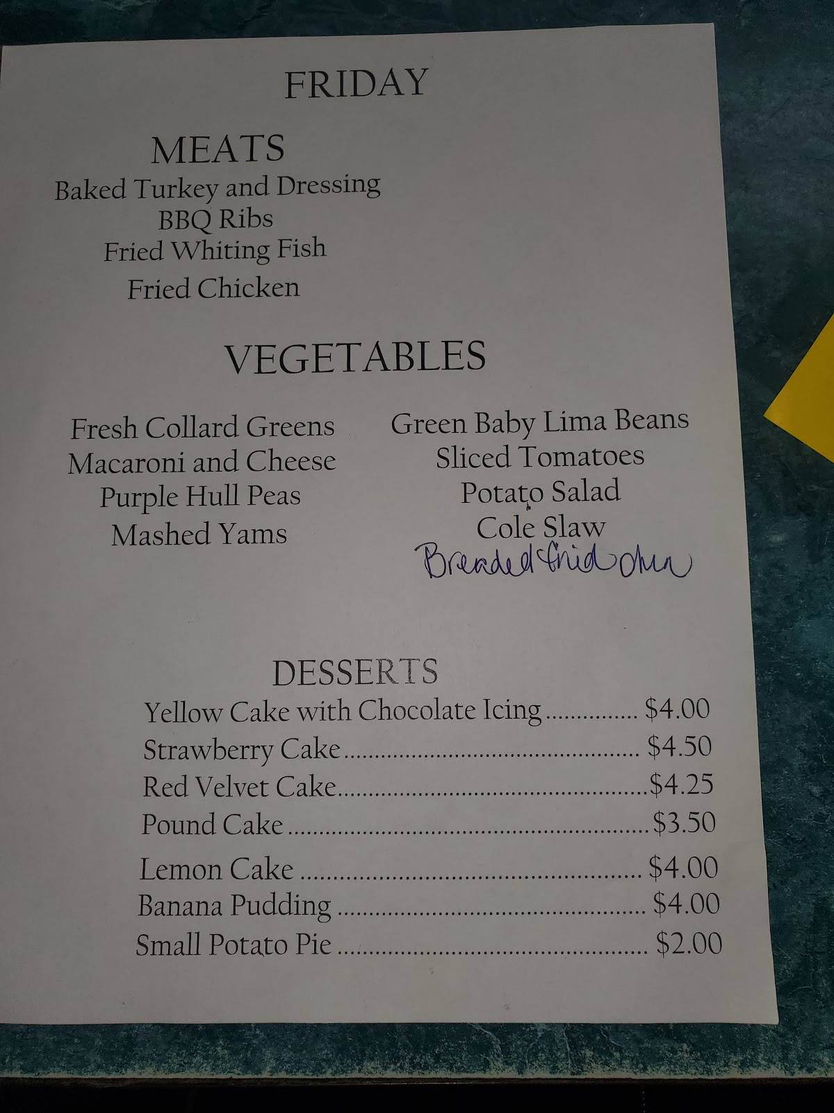 Menu at Davis Cafe, Montgomery