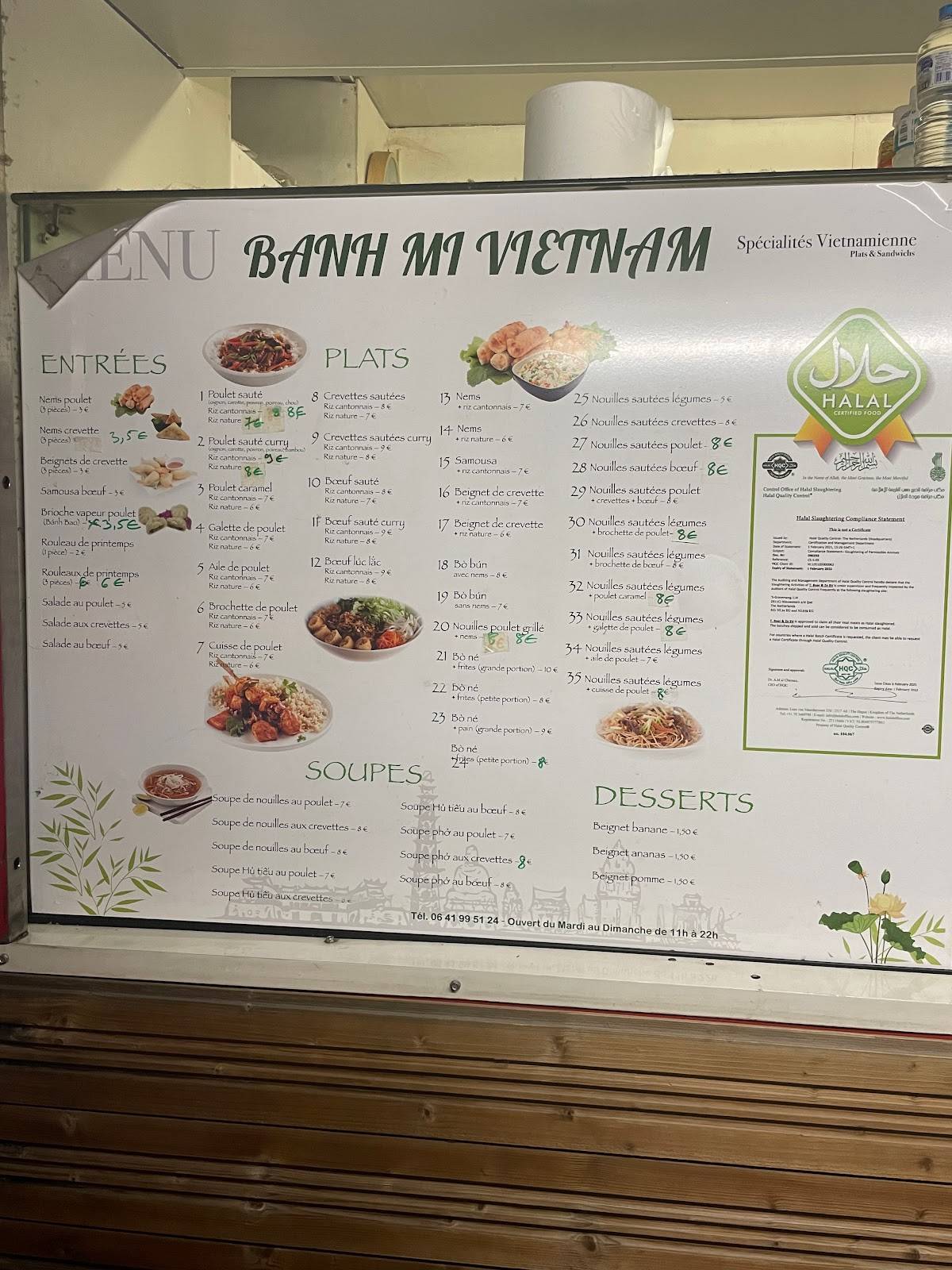 Menu au Banh Mi Vietnam restaurant, Mulhouse