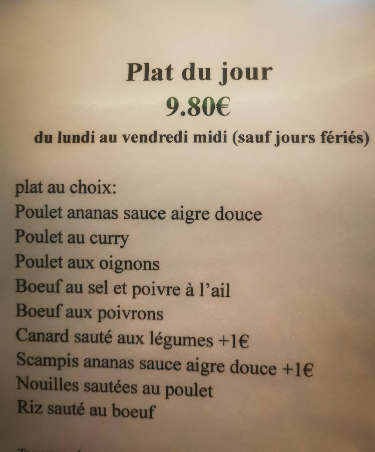 Speisekarte von Restaurant Chinois Dong Ya, Reisdorf