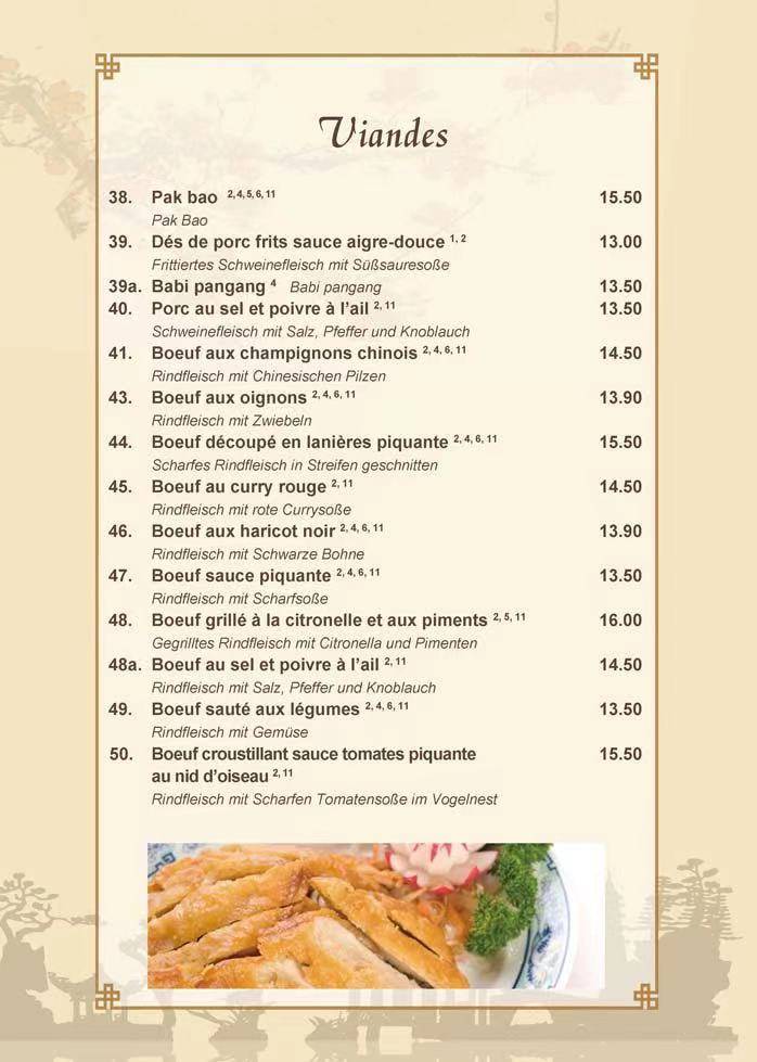 Speisekarte von Restaurant Chinois Dong Ya, Reisdorf