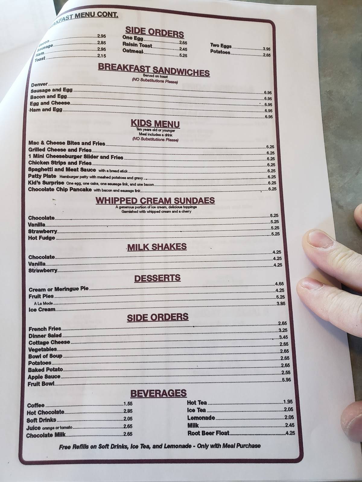 Menu at Creston Family Restaurant, Creston, 802 W Taylor St