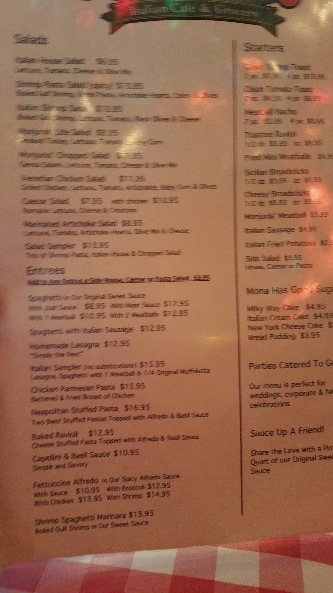 Menu at Monjunis Cafe - Youree Dr, Shreveport, Youree Dr