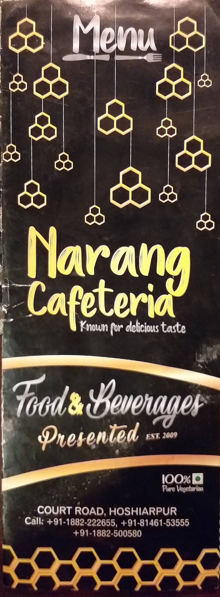 Menu at Narang Cafeteria, Hoshiarpur, Court Rd