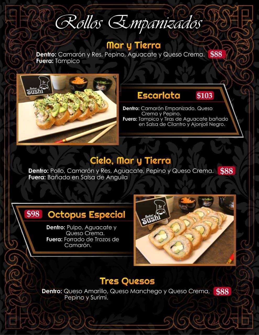 Carta del restaurante Señor Sushi, Guamúchil