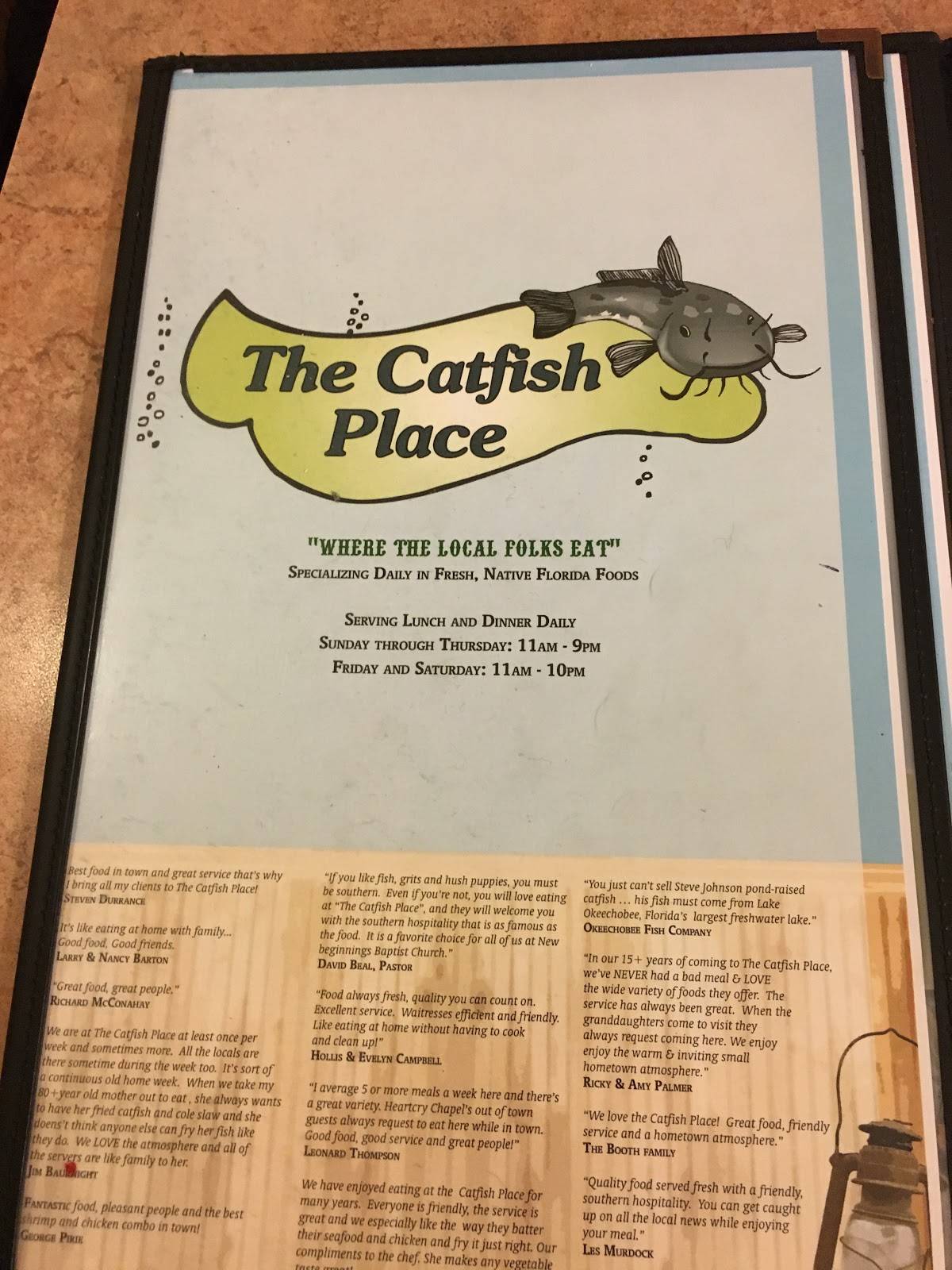 Menu at The Catfish Place restaurant, Saint Cloud