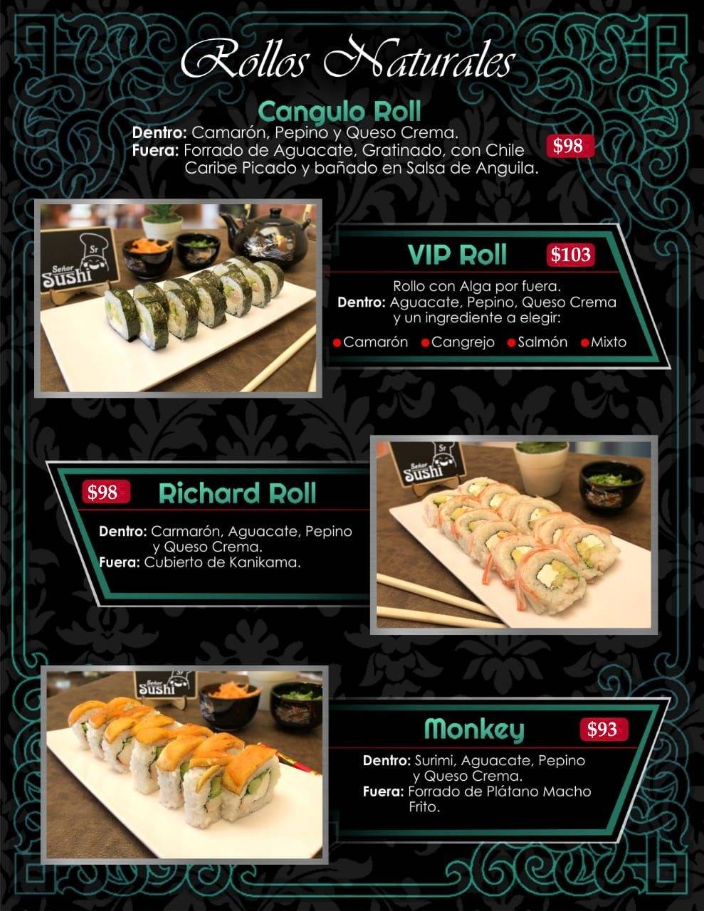 Carta del restaurante Señor Sushi, Guamúchil