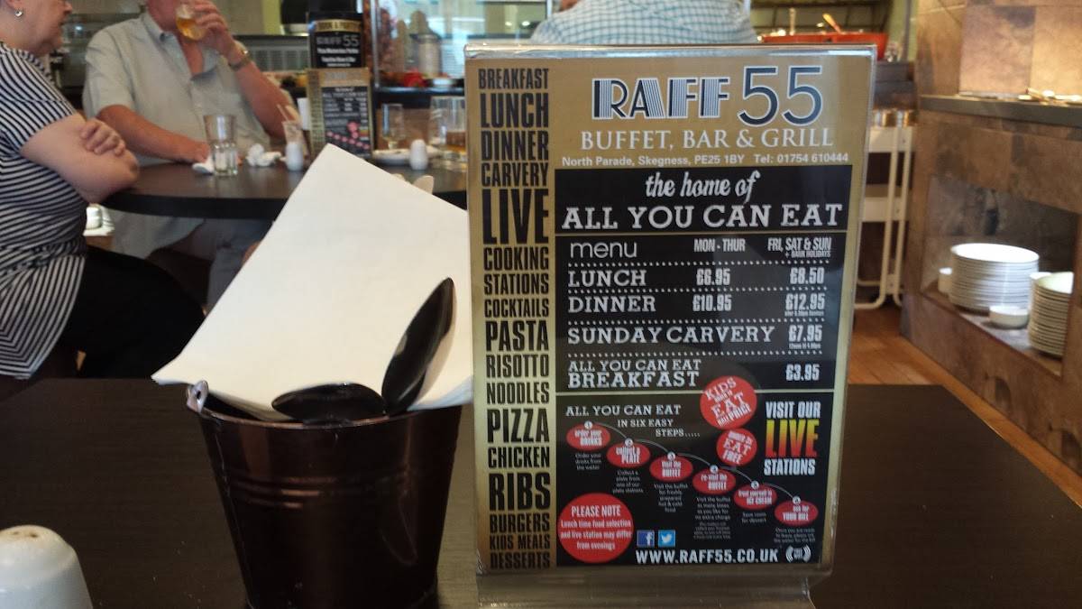 Menu at Raff55 restaurant, Skegness
