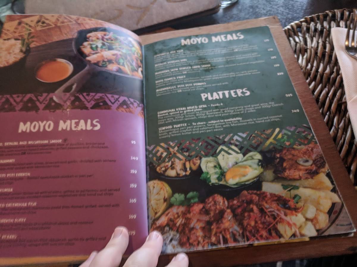 Menu at moyo Zoo Lake restaurant, Randburg