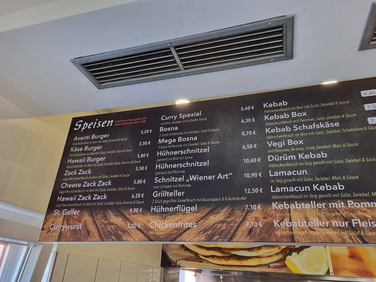 Speisekarte von Avanti Grill restaurant, Nüziders