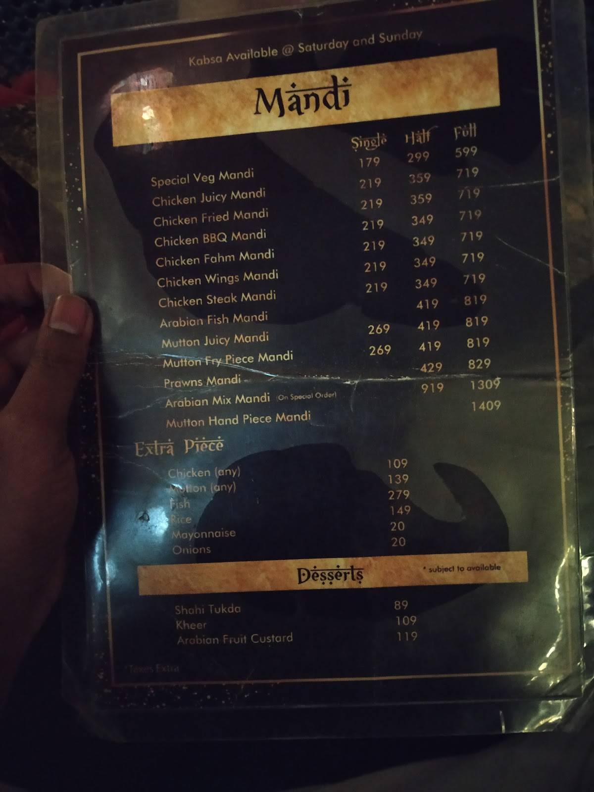 Menu at Barkaas Arabic Restaurant, Ongole