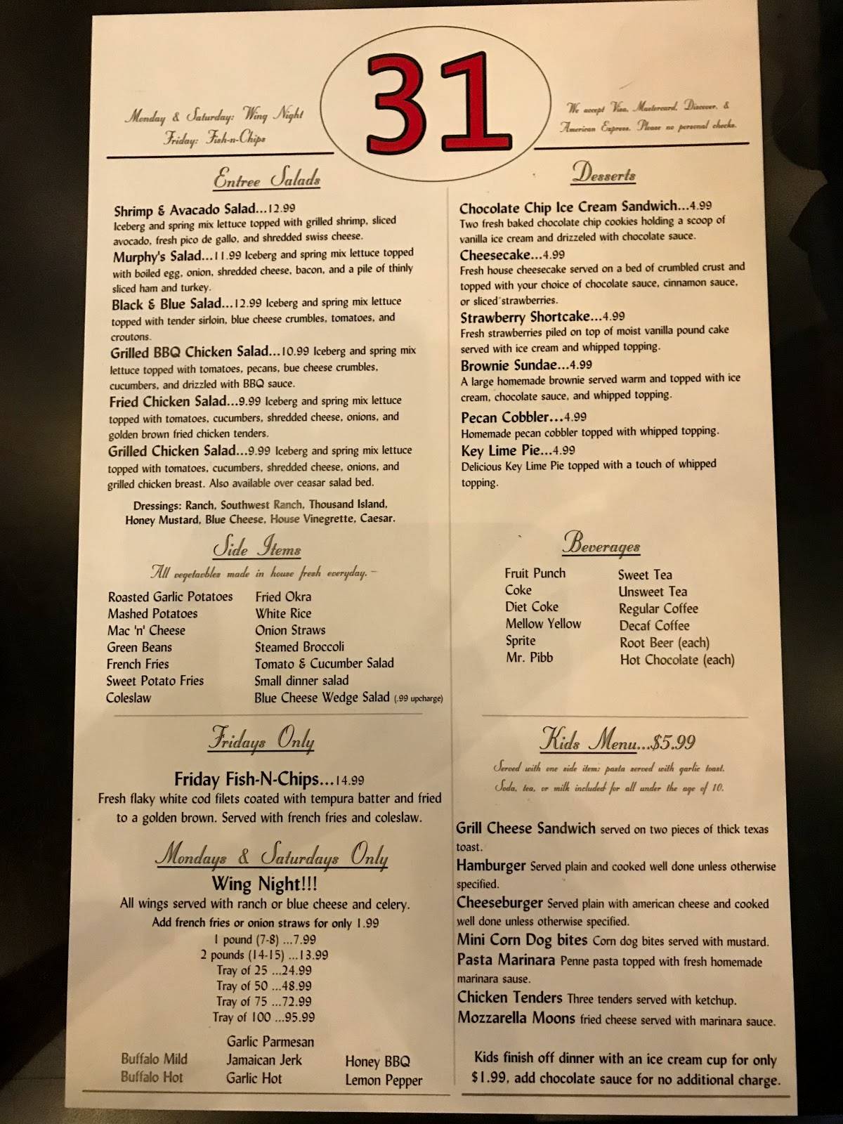 Menu at Station 31 Kitchen pub & bar, Chelsea