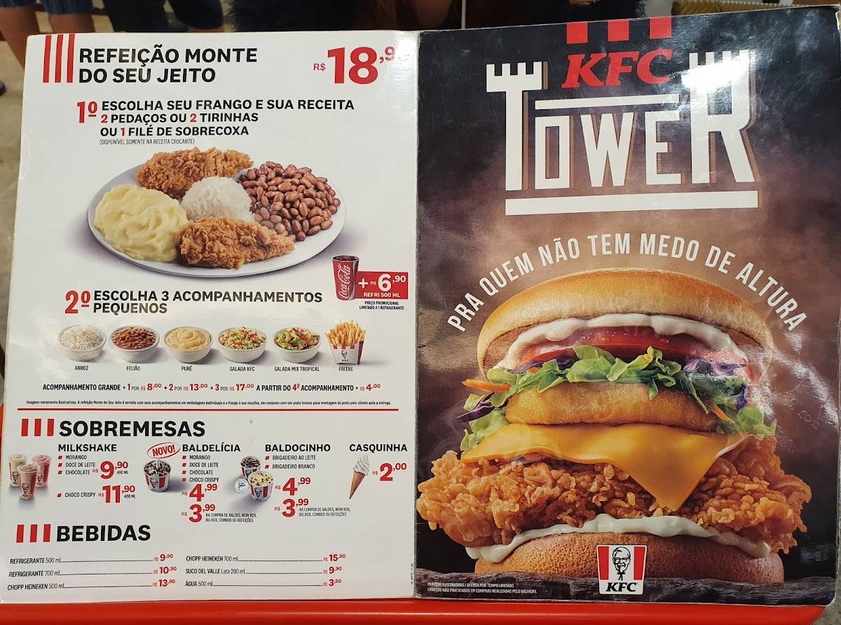 Menu em KFC restaurante, Brasília, 714