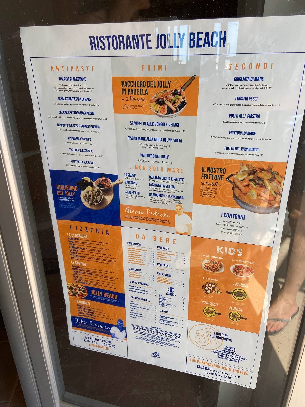 Menu da Jolly Beach pizzeria, Marina di Bibbona