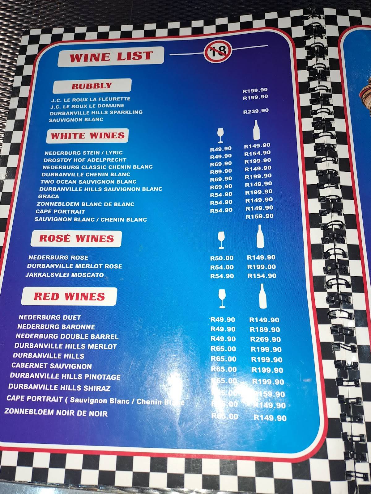 Menu at Mustang Sally's Pub & Diner, Pretoria, Pretorius St