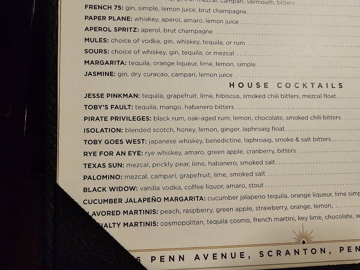 Menu at The 16th Ward pub & bar, Scranton