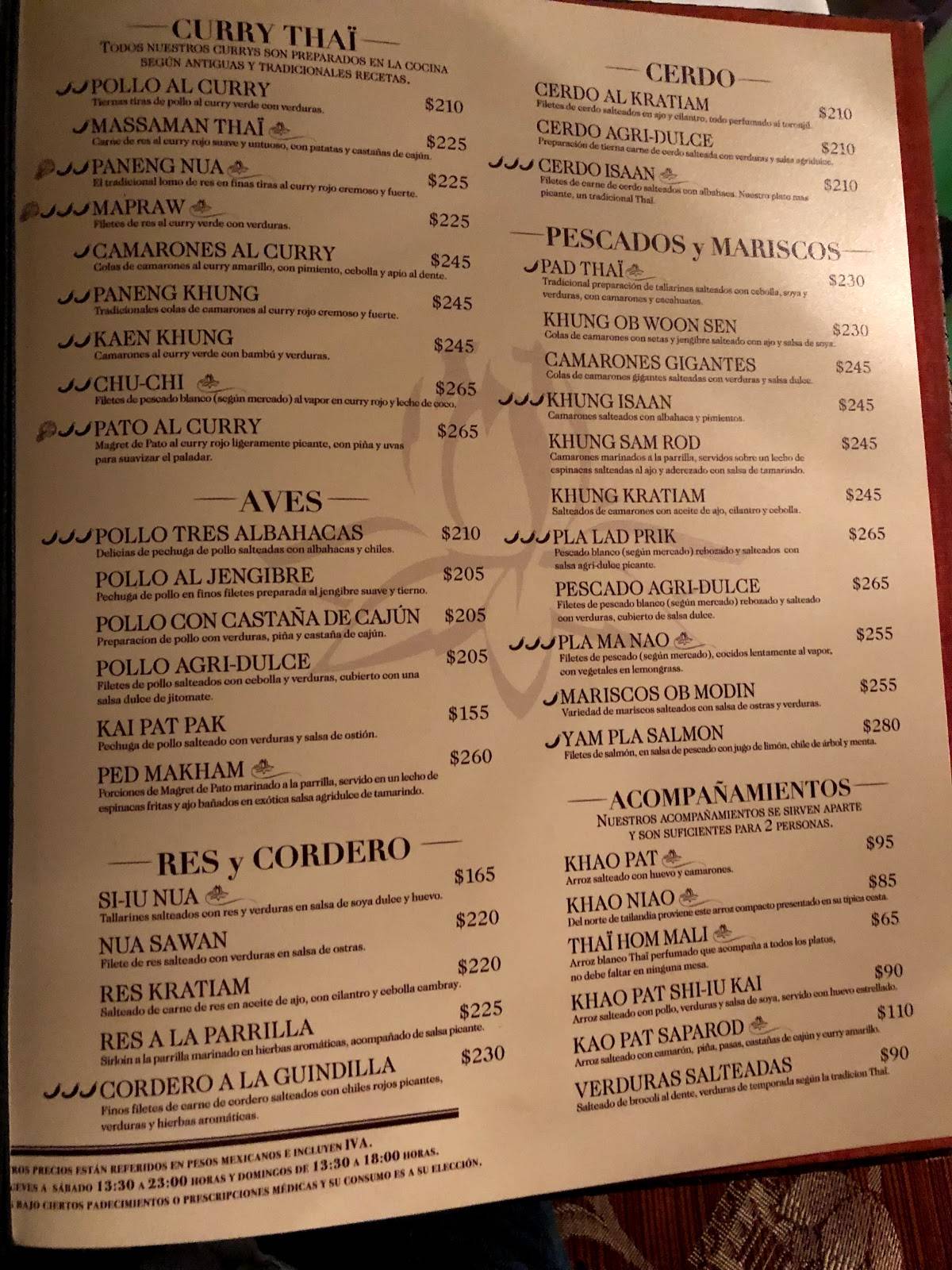 Carta del restaurante El Japonez, Ciudad del México, Avenida Emilio ...