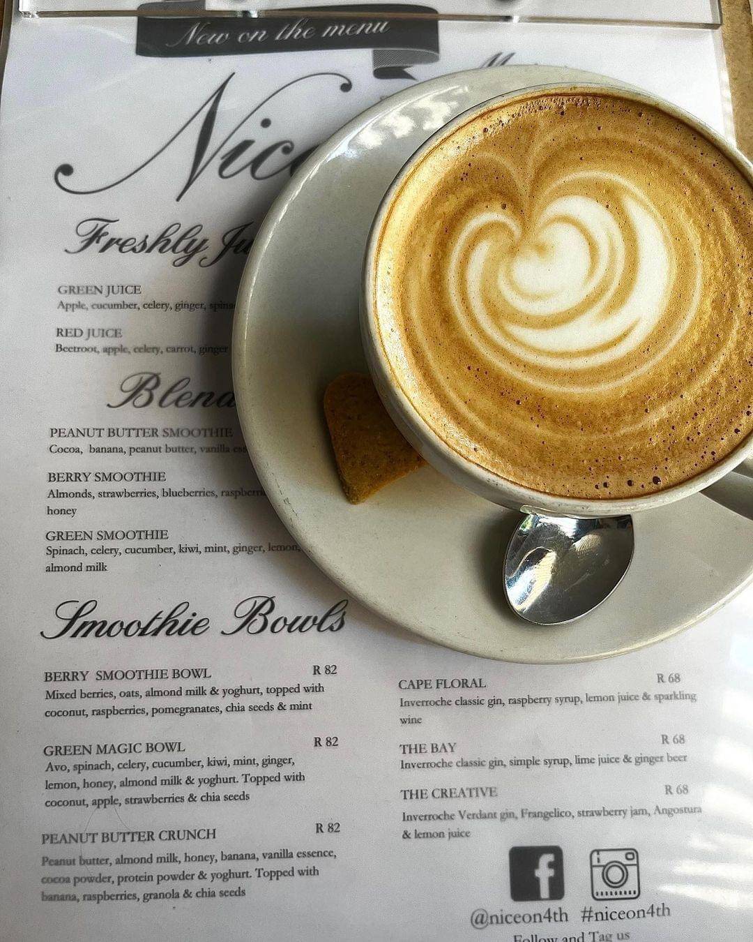 Menu at Nice on Poplar restaurant, Johannesburg