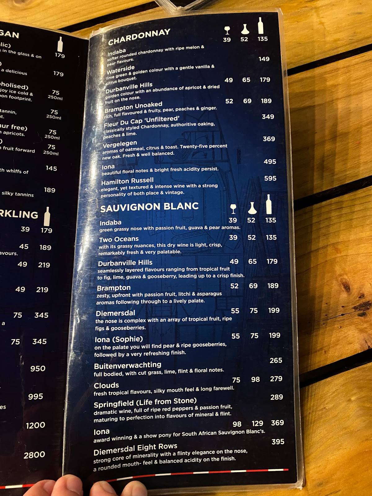 Menu at Quay Four Restaurant, Cape Town, Quay