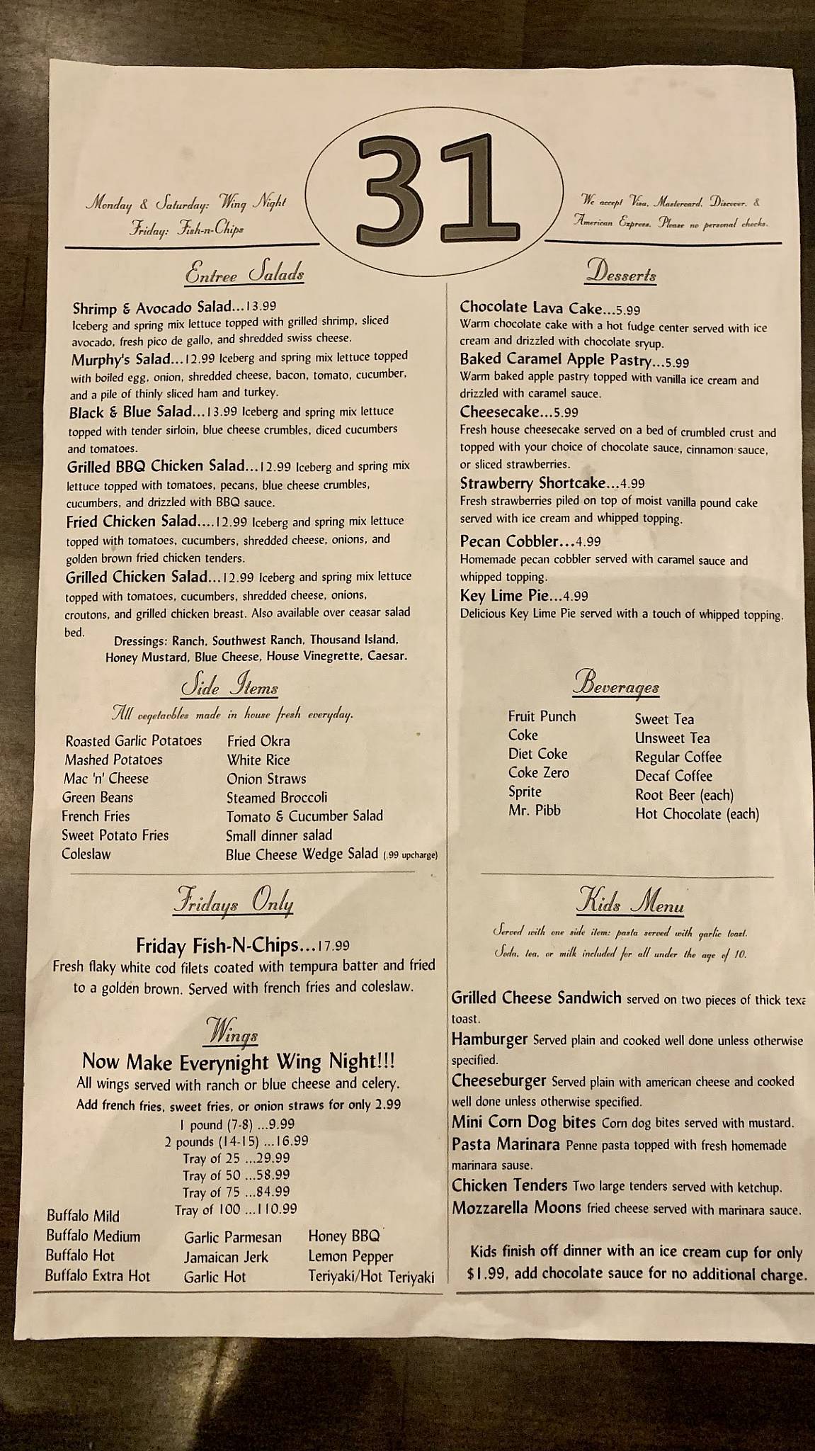 Menu at Station 31 Kitchen pub & bar, Chelsea