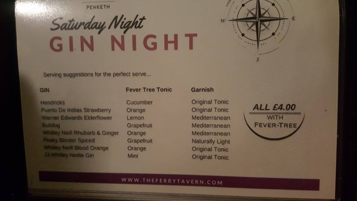 Menu at The Ferry Tavern pub & bar, Warrington