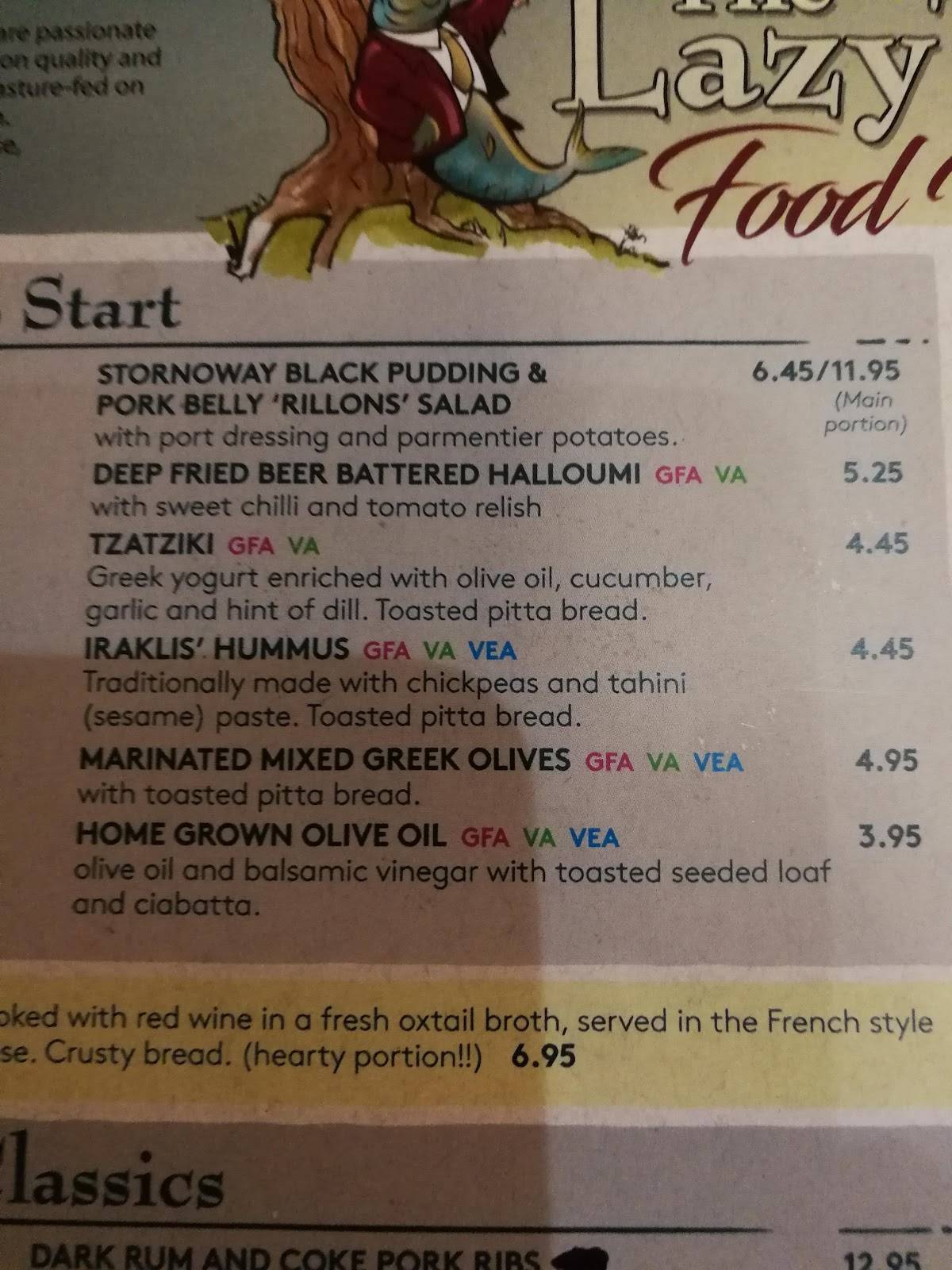 Menu at The Lazy Trout pub & bar, Leek