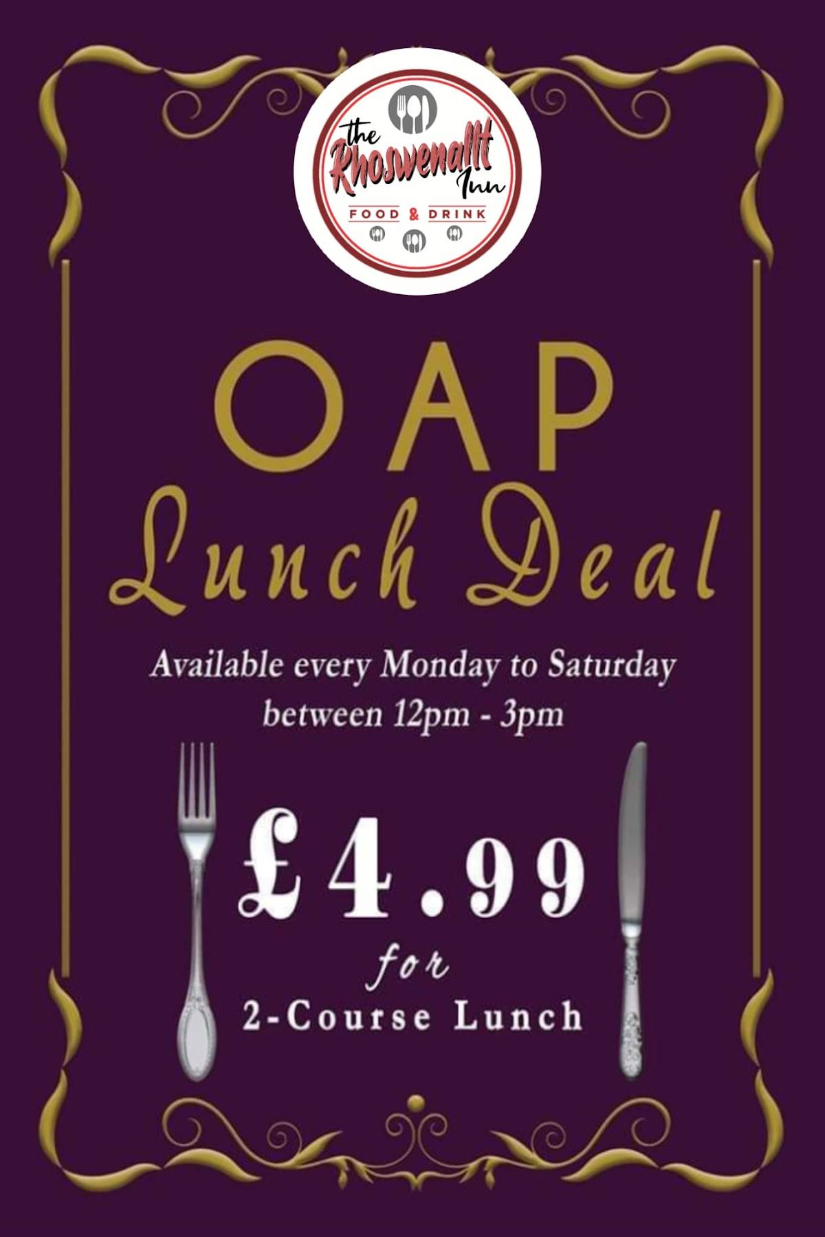 Menu at The Rhoswenallt Inn pub & bar, Aberdare, Werfa Ln