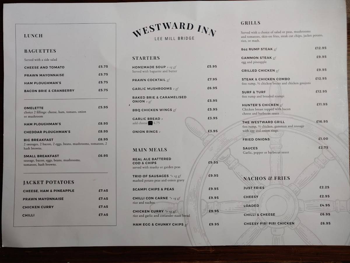 Menu at The Westward Inn pub & bar, Ivybridge