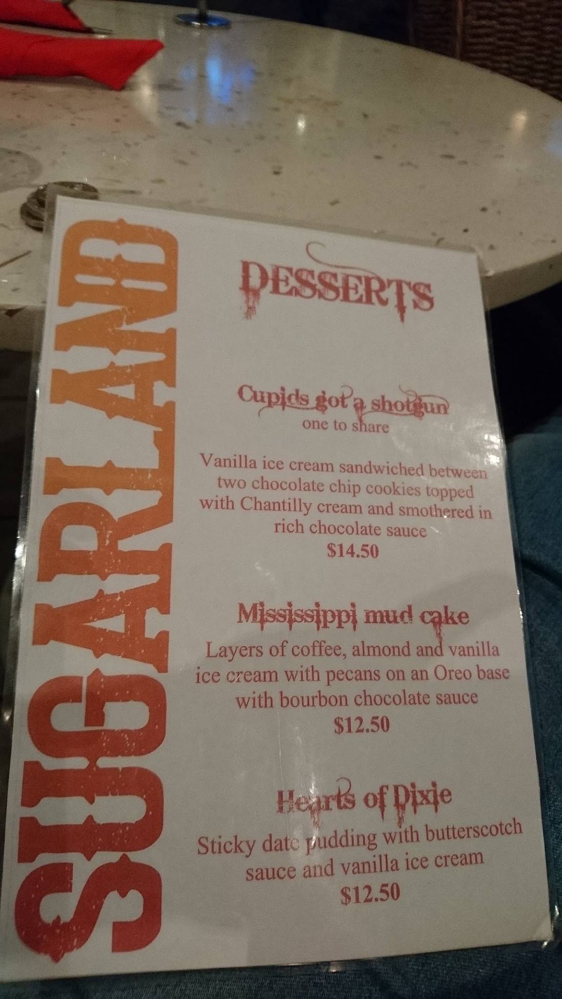 Menu at Cadillacs Bar & Grill, Exmouth