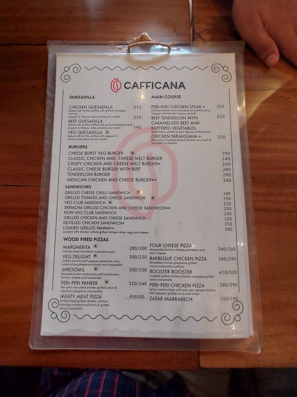 Menu at Cafficana Kozhikode, Kozhikode
