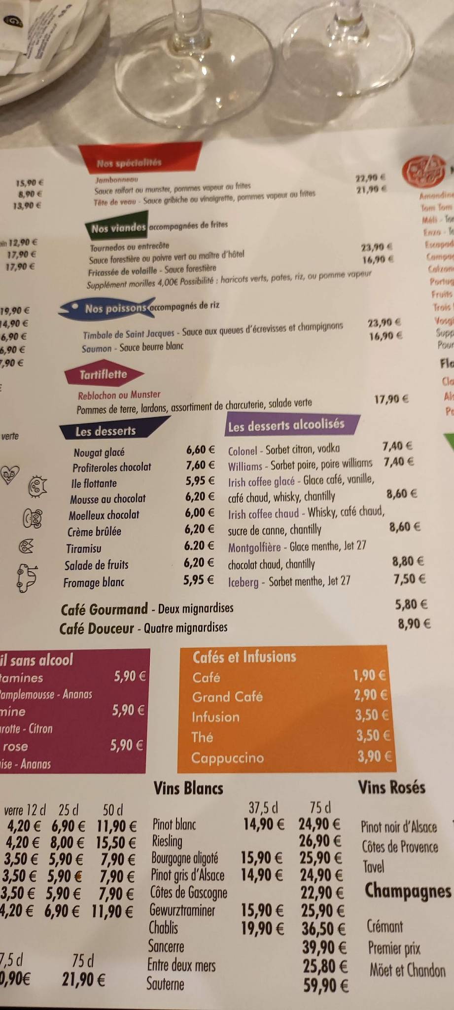 Menu au Restaurant l'escapade, Épinal